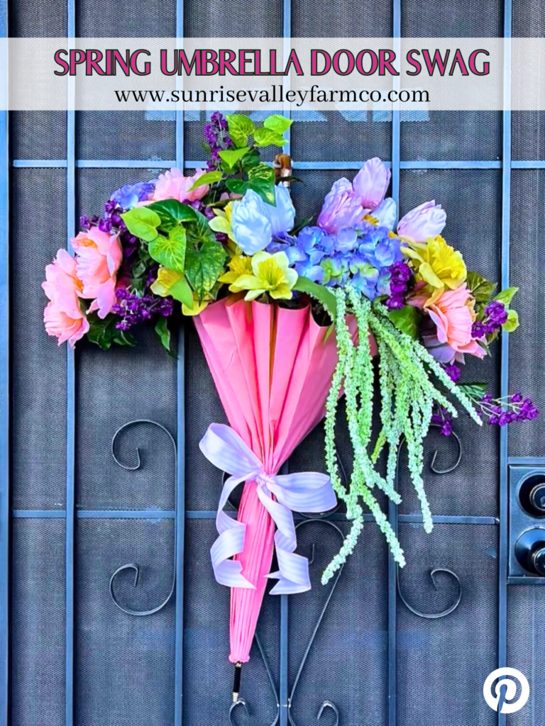 How to Make a Spring Umbrella Door Swag - Sunrise Valley Farm Co