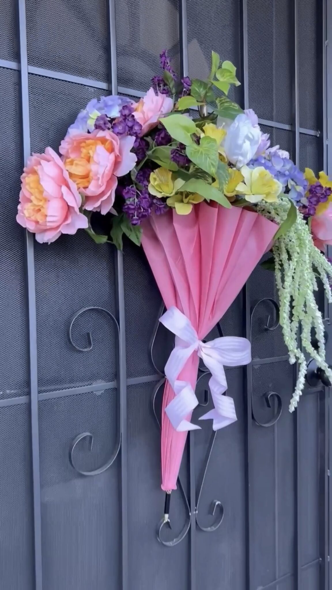 How to Make a Spring Umbrella Door Swag - Sunrise Valley Farm Co