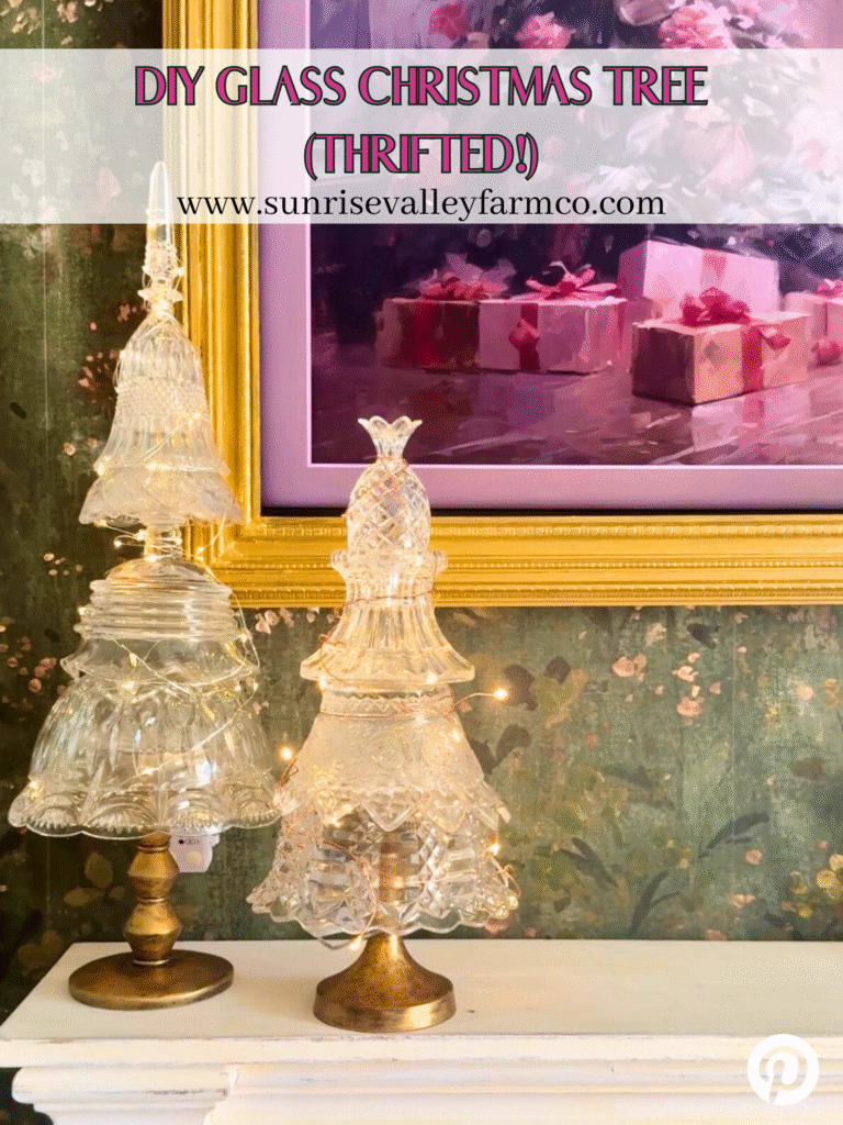 DIY Glass Christmas Tree from Thrifted Dishes - Sunrise Valley Farm Co